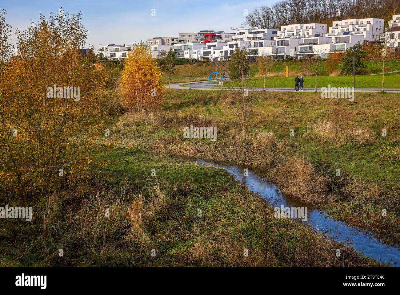 Dortmund, North Rhine-Westphalia, Germany - Phoenix Lake, in front the ...