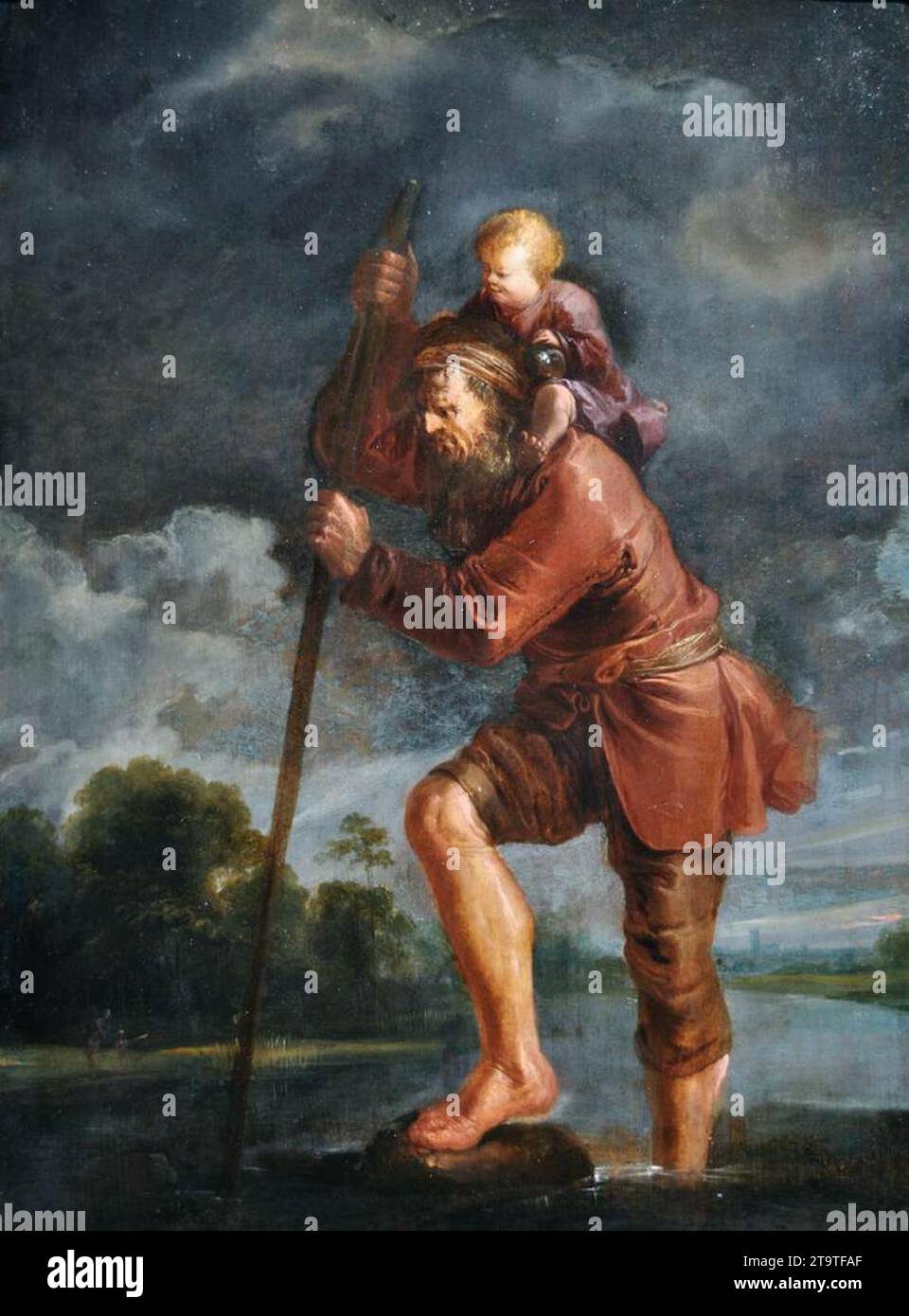 St Christopher Carrying the Christ Child - by Jan Van De Venne Stock ...