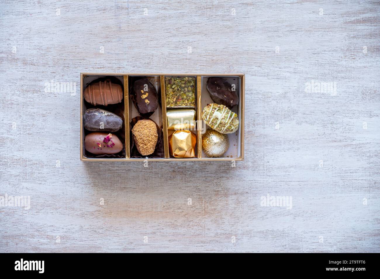 Top-View of Luxury Chocolate Box with Multiple Varieties in Stunning ...