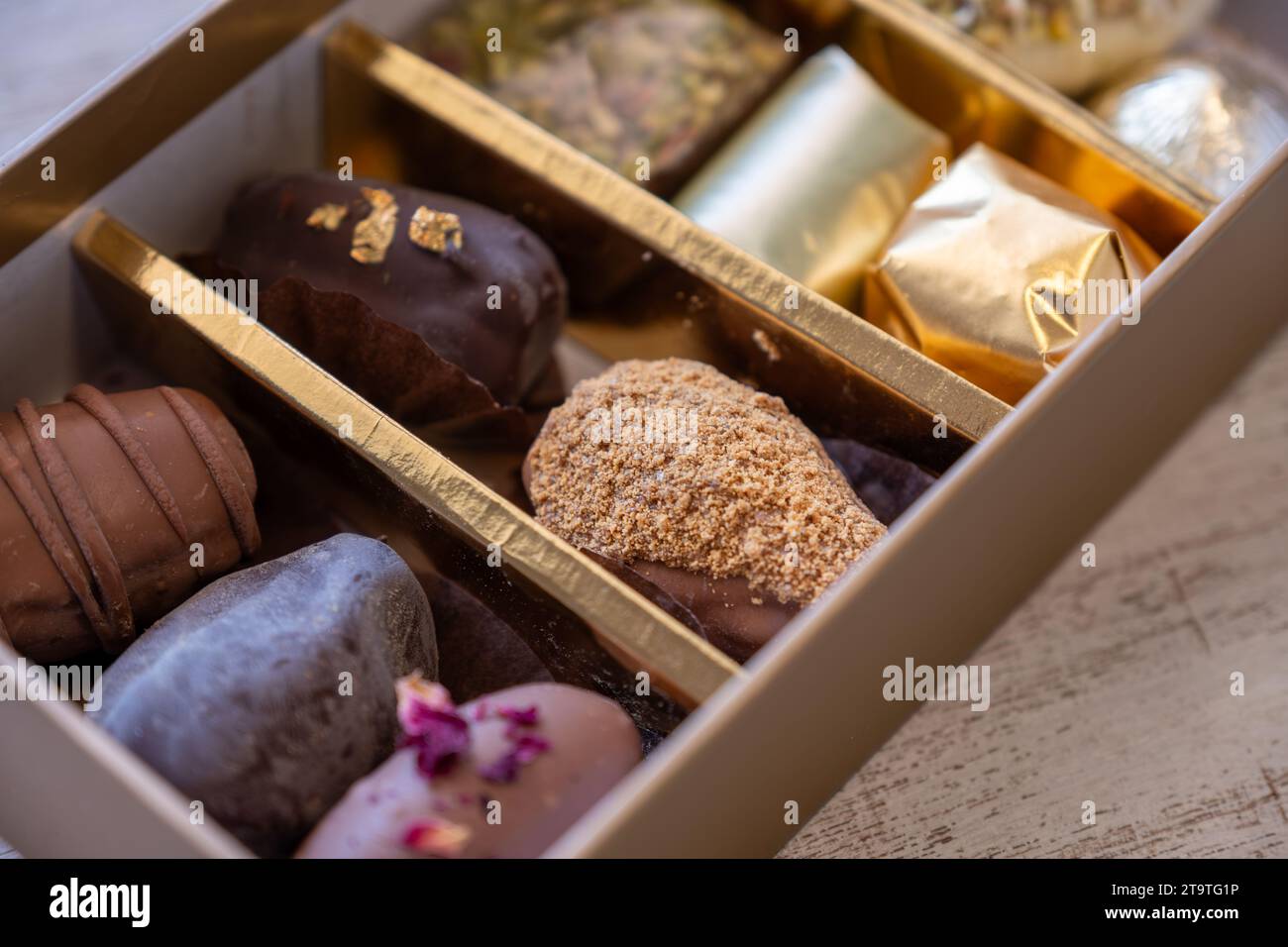 Top-View of Luxury Chocolate Box with Multiple Varieties in Stunning ...