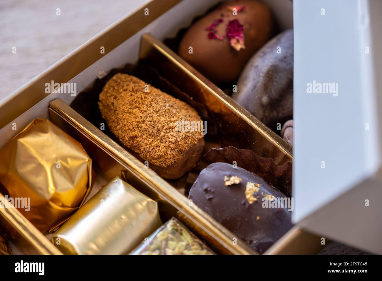 Top-View of Luxury Chocolate Box with Multiple Varieties in Stunning ...