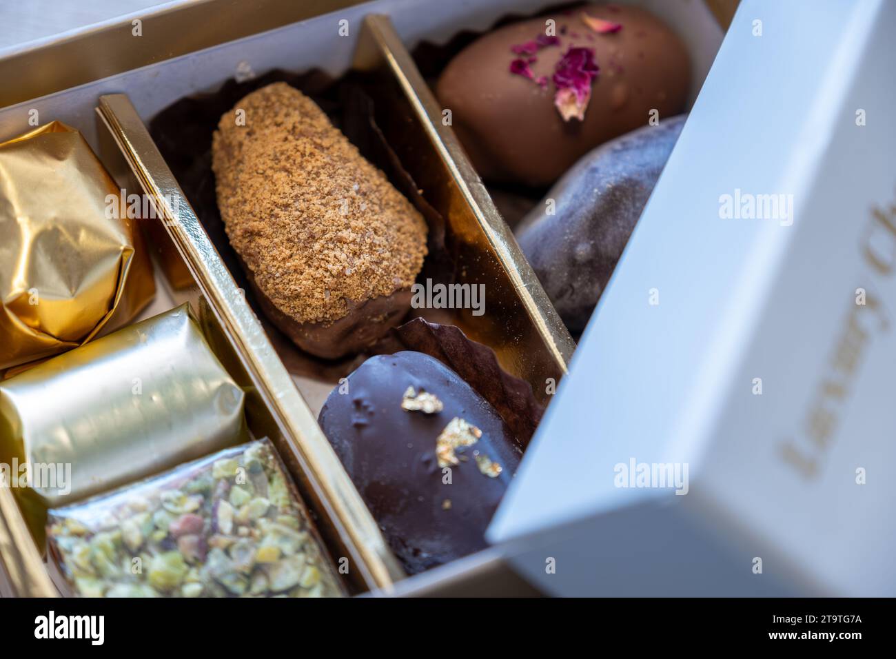 Top-View of Luxury Chocolate Box with Multiple Varieties in Stunning ...