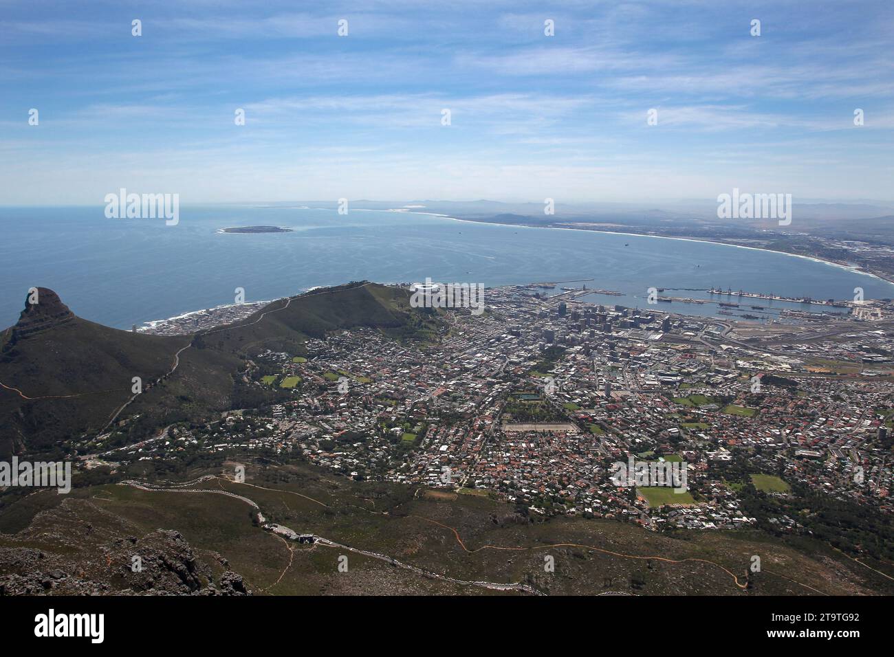Lions Head and Signal Hill seen from the top of Table Mountain Stock ...