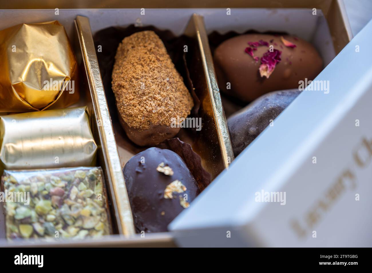 Top-View of Luxury Chocolate Box with Multiple Varieties in Stunning ...