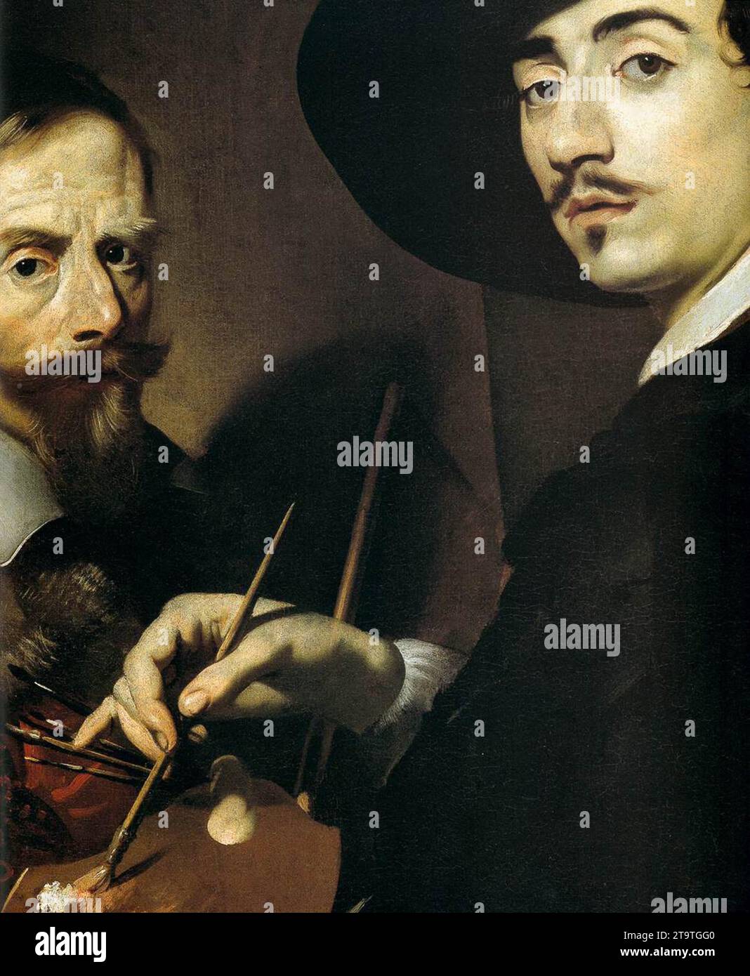 Self-Portrait with a Portrait on an Easel (detail) 1623-24 by Nicolas ...