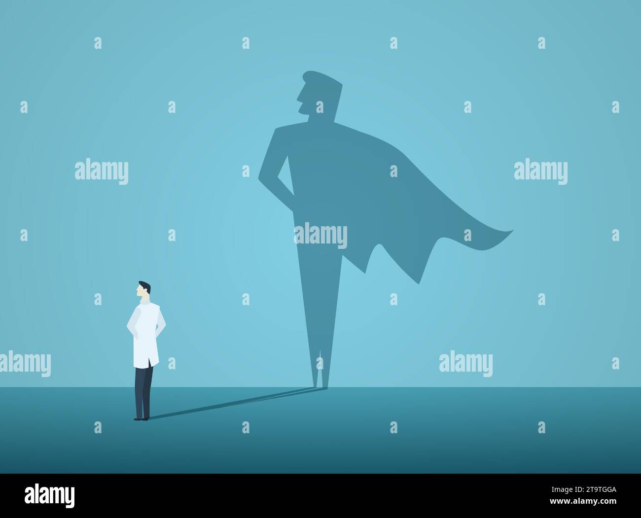 Vector of a doctor with a super hero shadow on the wall Stock Vector ...