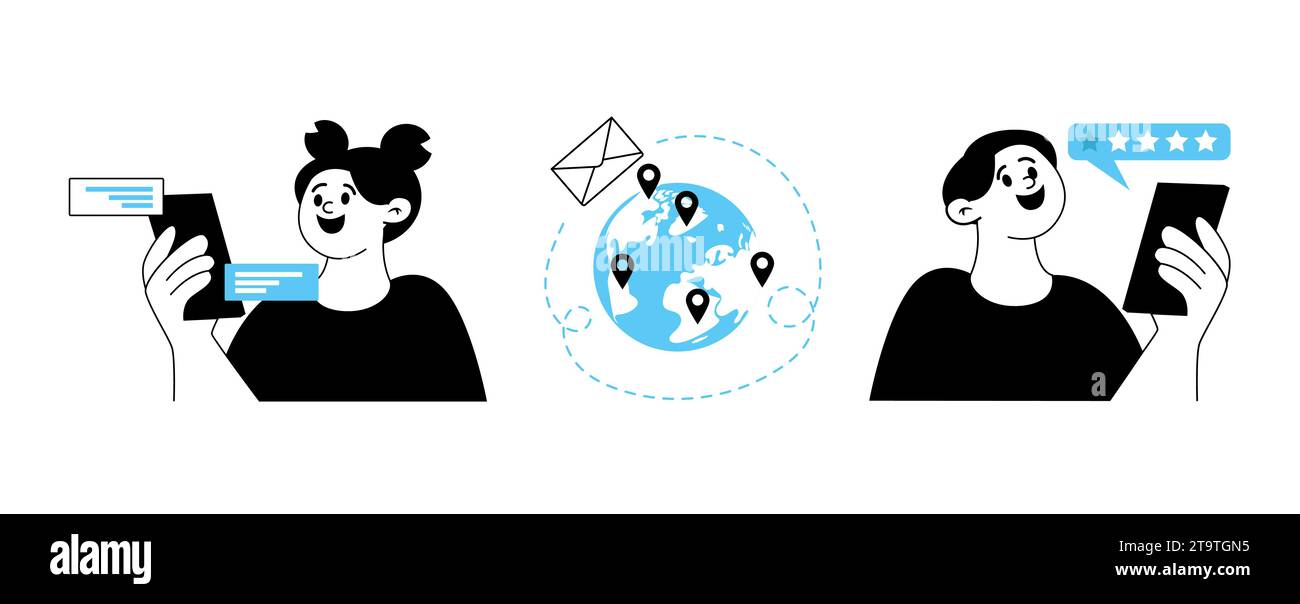 Man woman chat share Stock Vector Images - Alamy