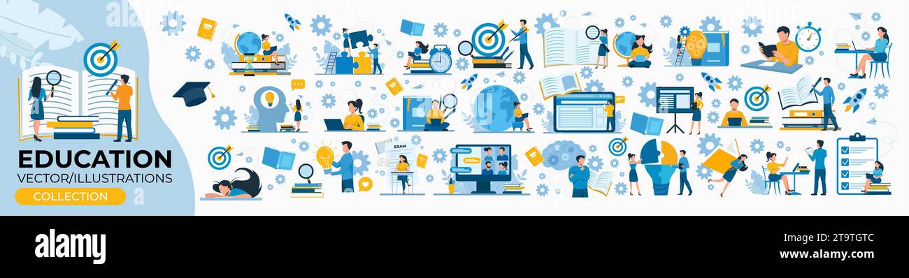 Education, distance learning concept vector illustration set Stock ...