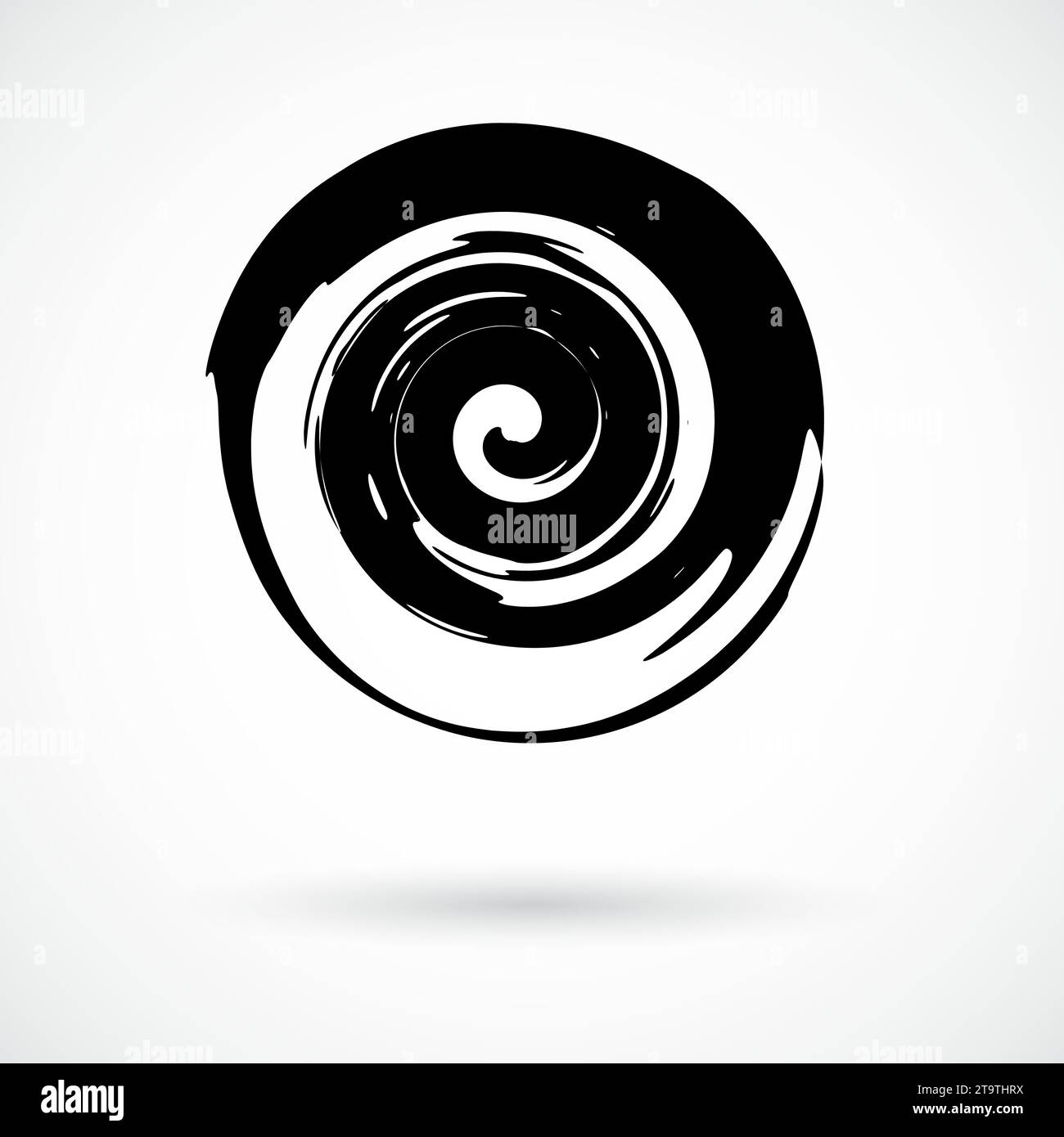 Hand painted spiral swirl symbol handmade with ink brush. Vector ...