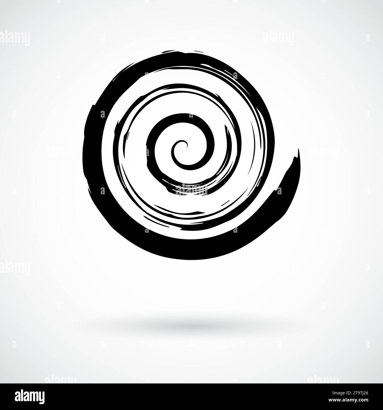 Spiral symbol. Hand painted with ink brush. Abstract decorative helix ...