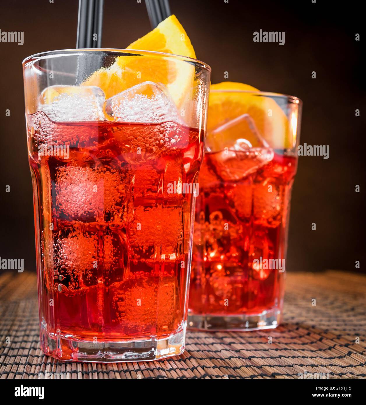 spritz aperitif aperol cocktail glasses with orange slices and ice ...