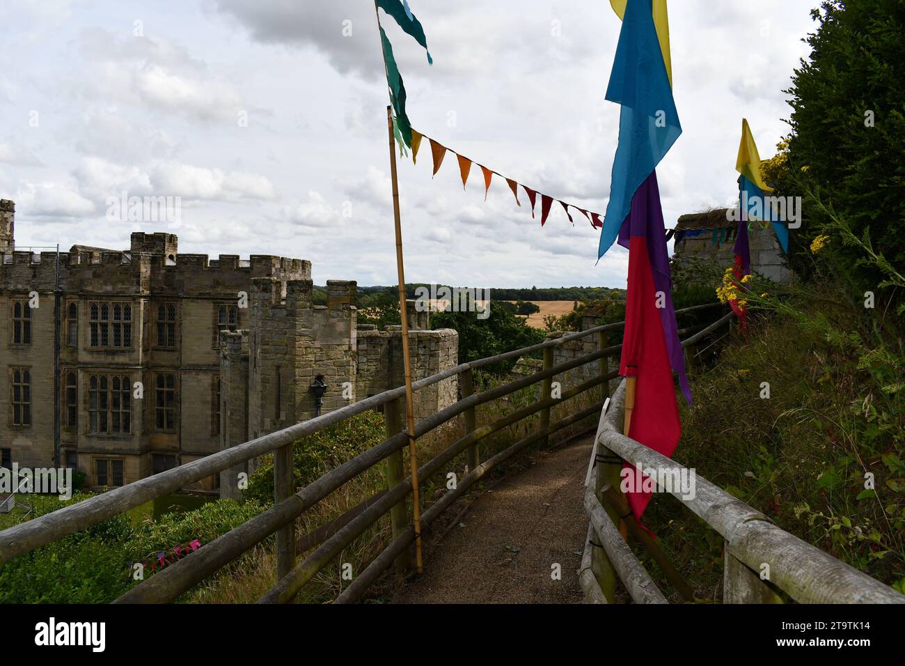 medieval Castle with flags Stock Photo - Alamy