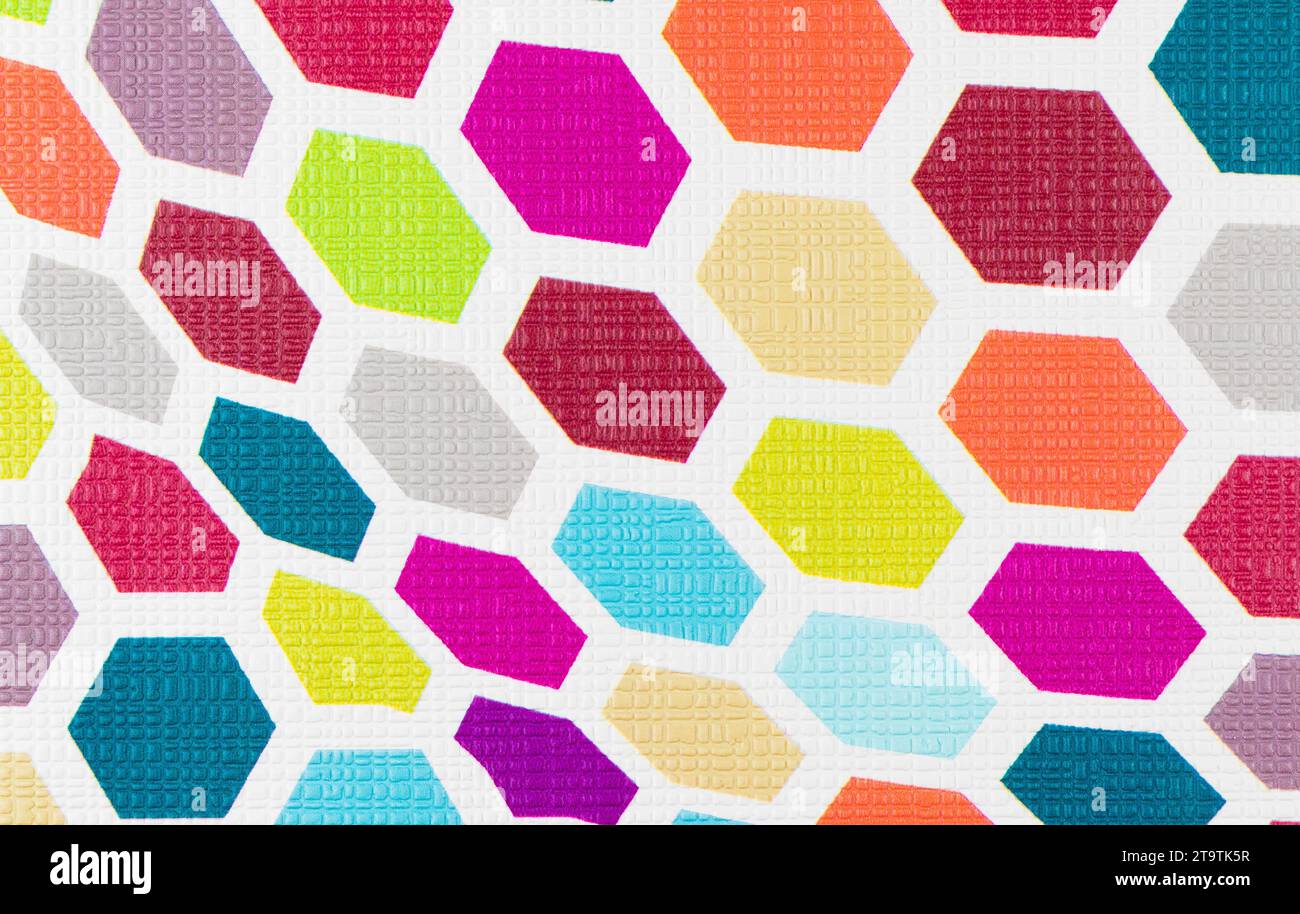 colorful hexagon wallpaper background texture, pop fabric style Stock Photo - Alamy