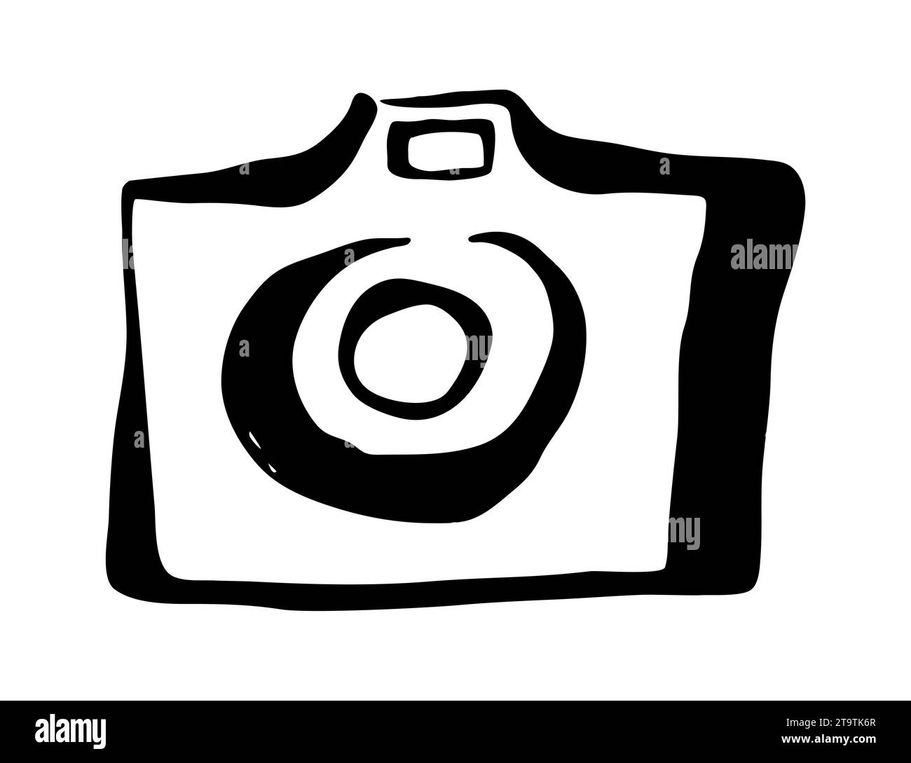 Camera symbol drawing hand painted with ink brush isolated on white ...