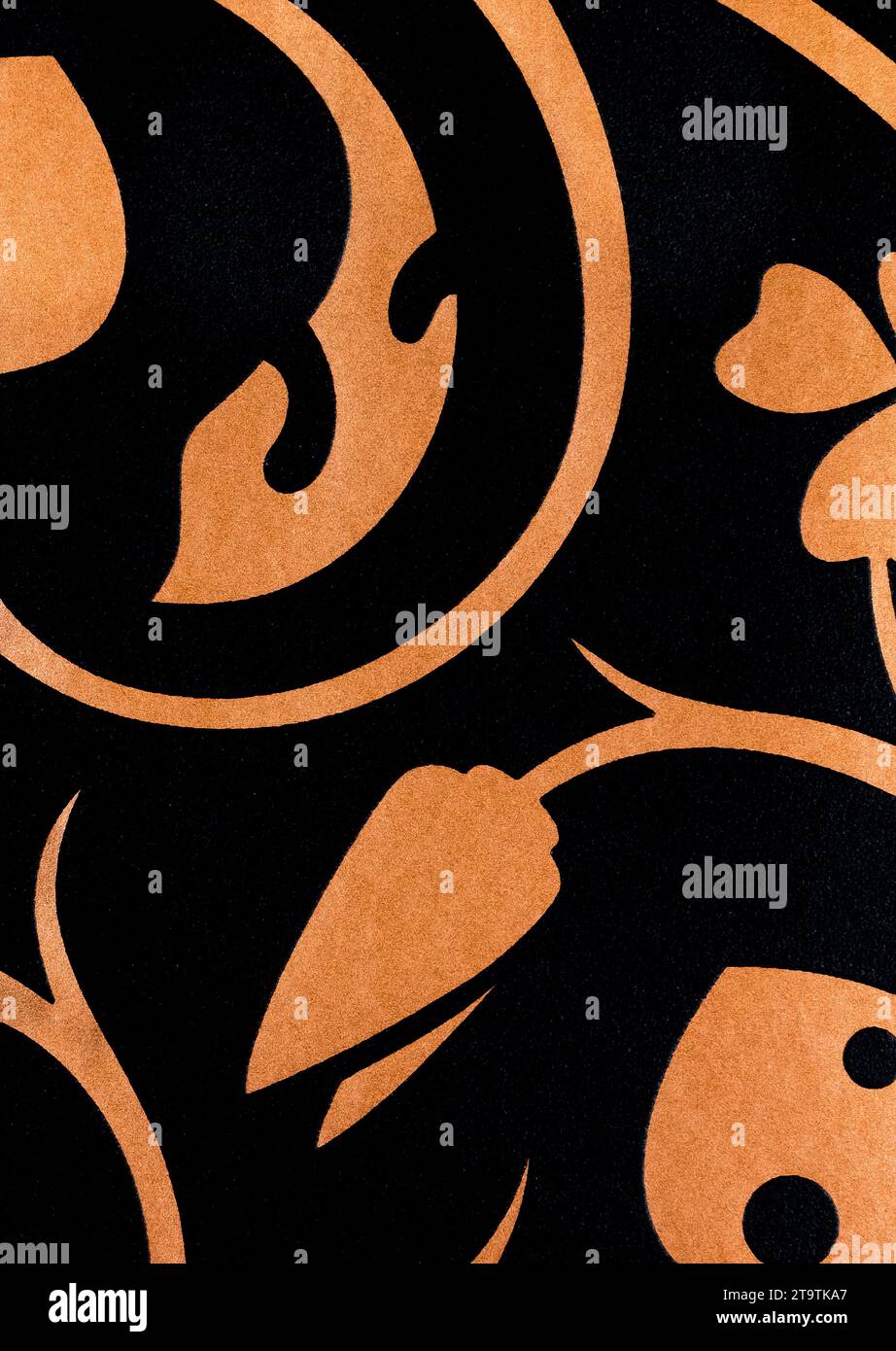 black with golden flowers fantasy pattern wallpaper background texture ...