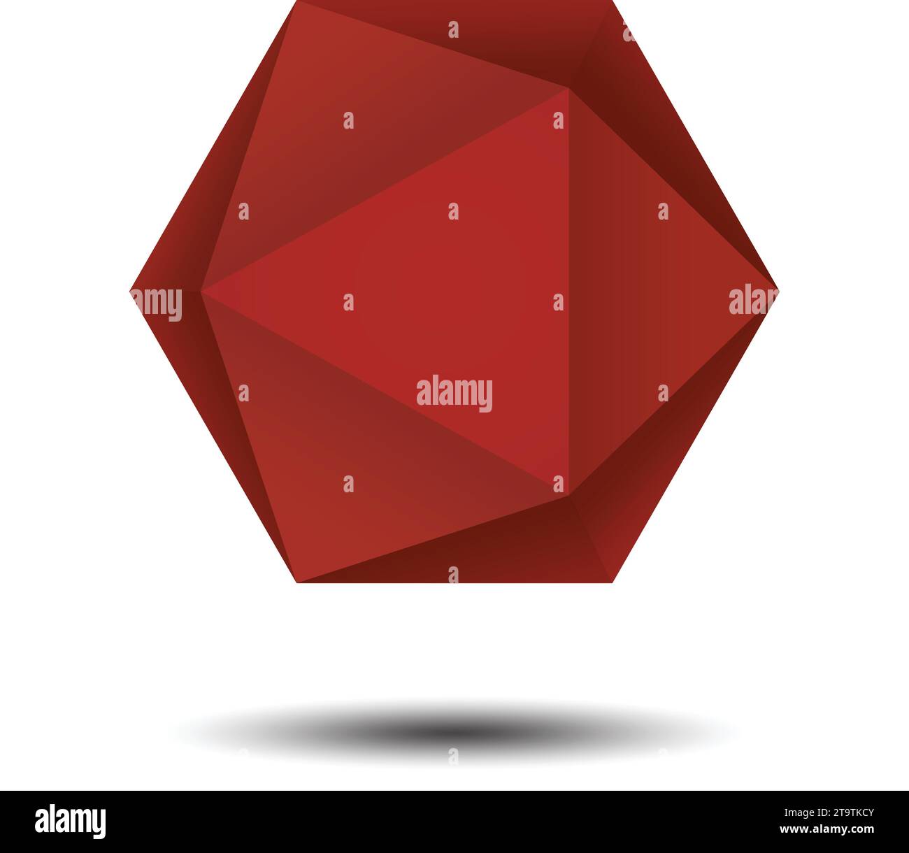 Polygon Red Hexagon Icon with shadow on white background Stock Vector ...