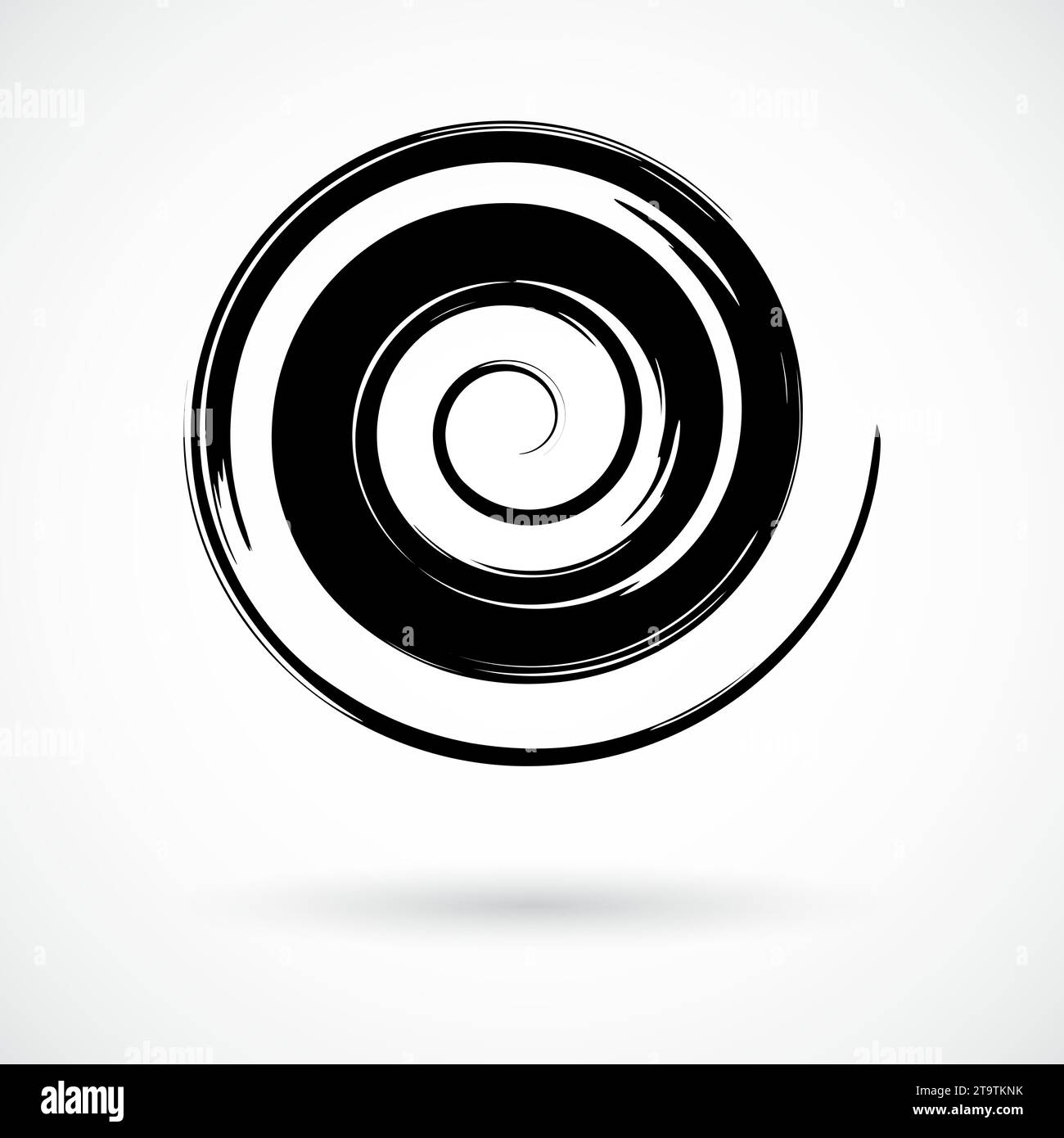 Hand painted spiral swirl symbol handmade with ink brush. Vector ...