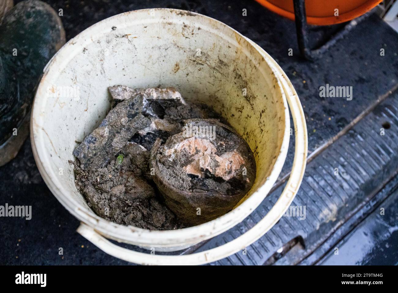 Freiburg, Germany. 27th Nov, 2023. The remains of a detonated grenade ...