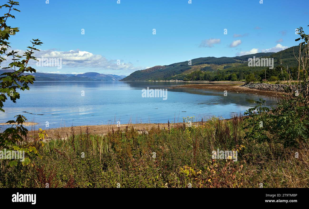 From Otter Ferry, Argyll, a sunny highland autumn view north east ...