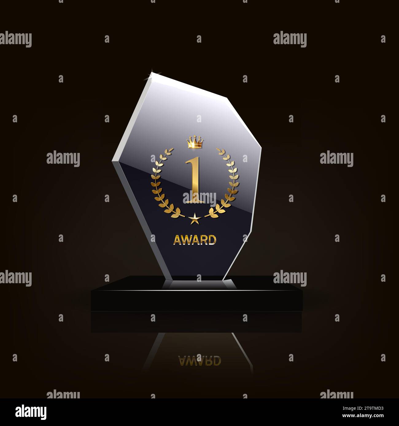 Glass award realistic transparent winner trophy first place award hi ...