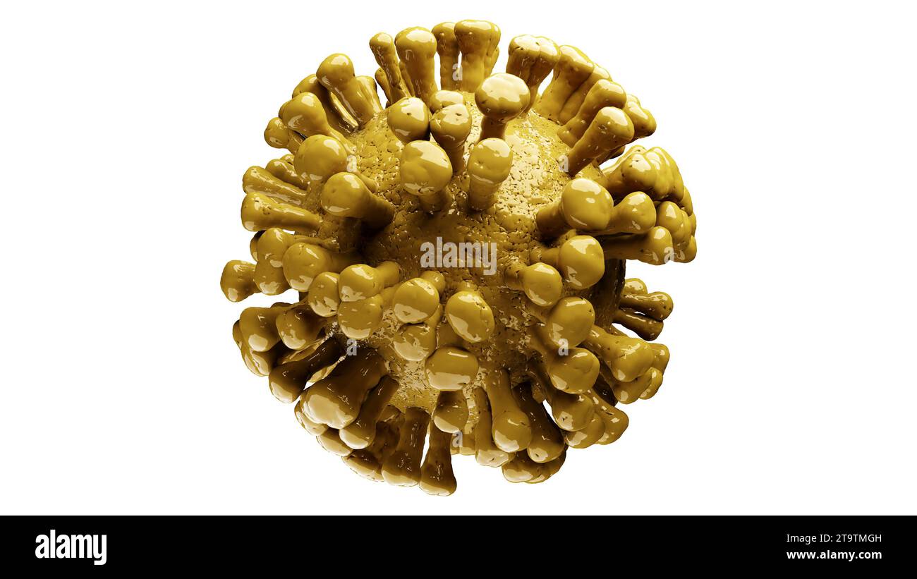 Illustration of a single yellow HV.1 virus cell isolated on white ...