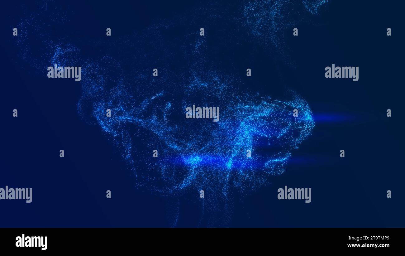 Flowing particle wave background. Abstract science or technology background. Moving illustration ...