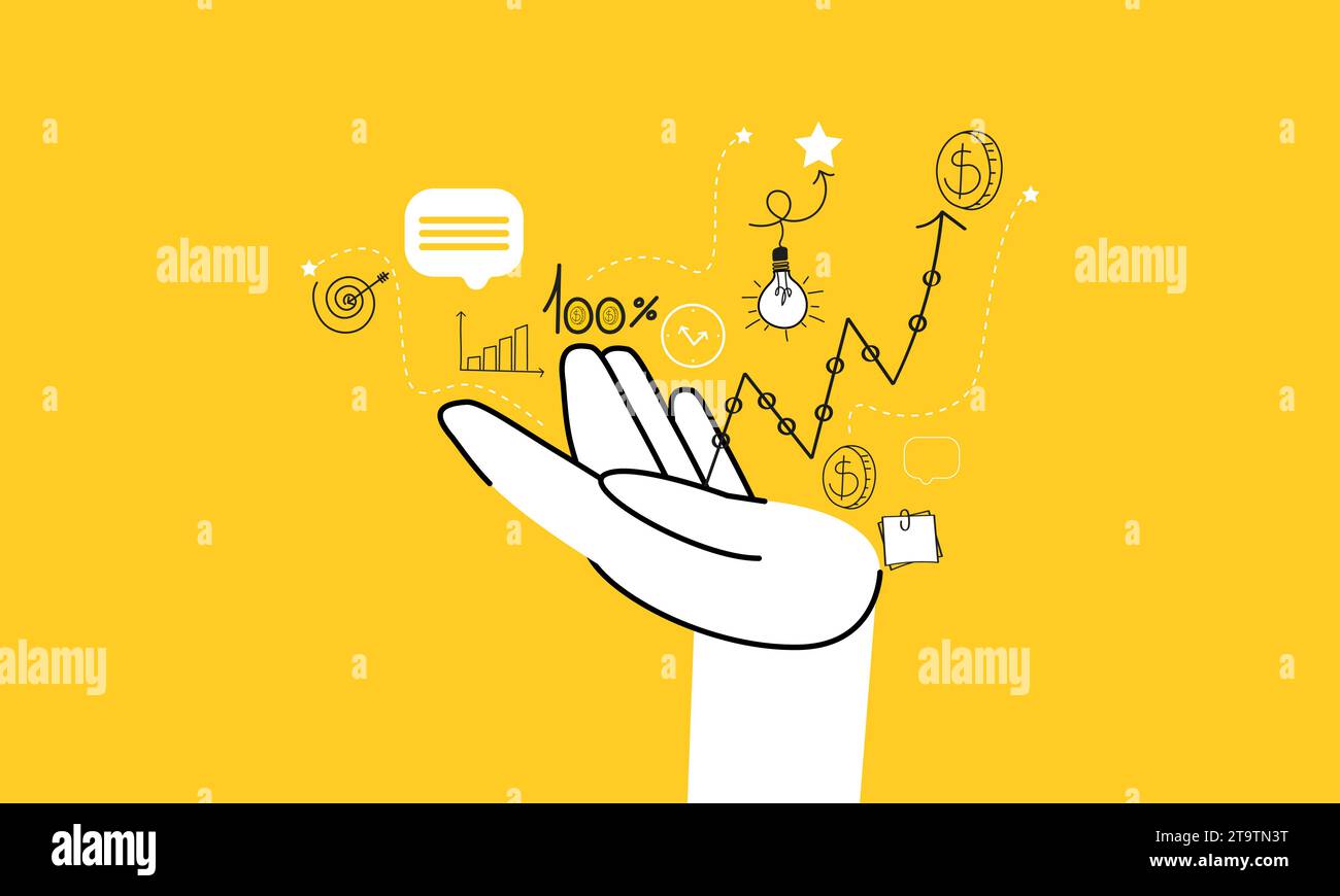 Vector creative illustration of project management, finance and ...