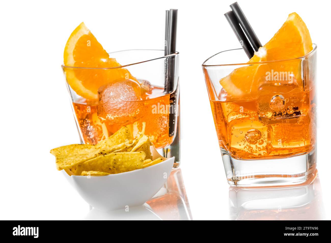 hot tacos chips in front of two glasses of spritz aperitif aperol ...