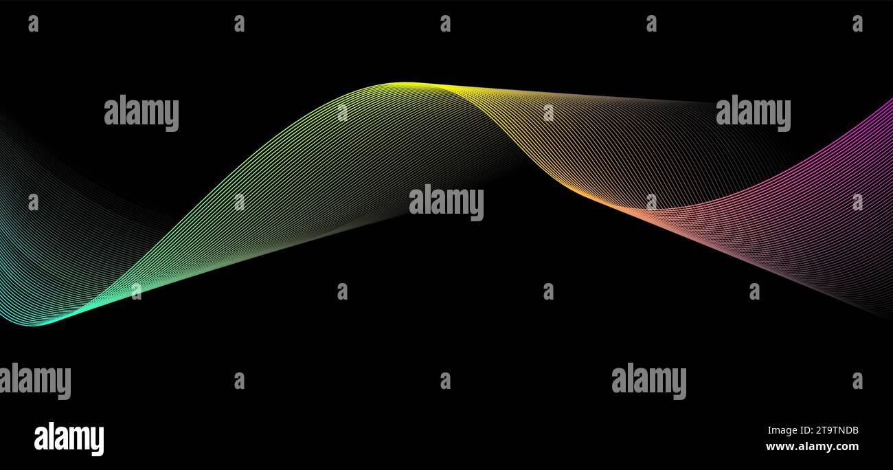 colorful motion sound wave on a dark background. Vector illustration ...