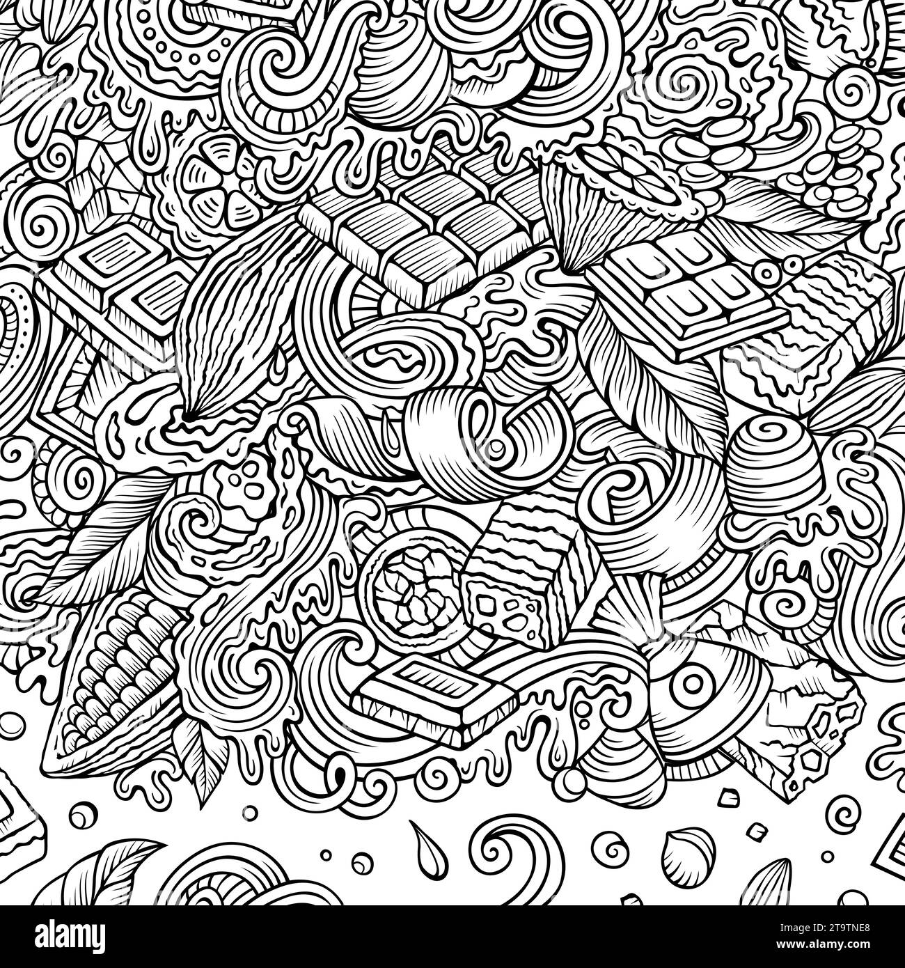 Chocolate hand drawn vector doodles frame. Choco border design. Sweet ...