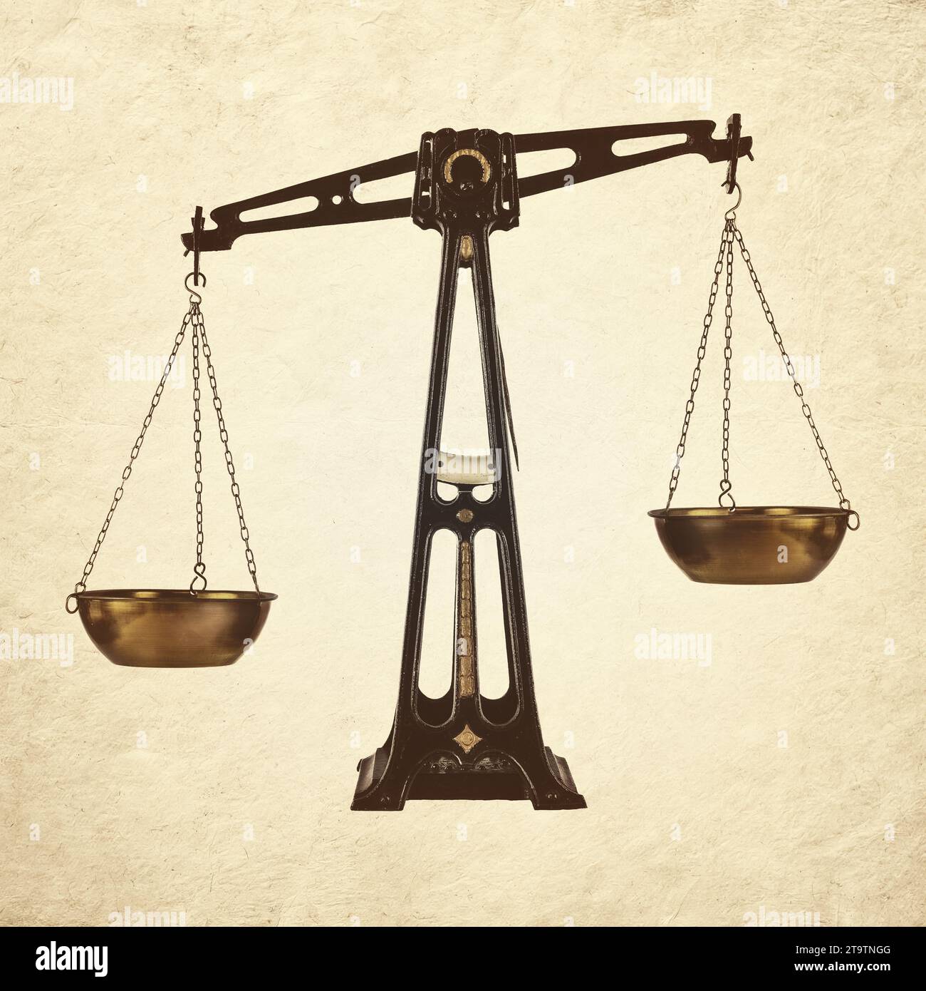 Ancient cast iron pharmacy balance on a sepia background Stock Photo ...