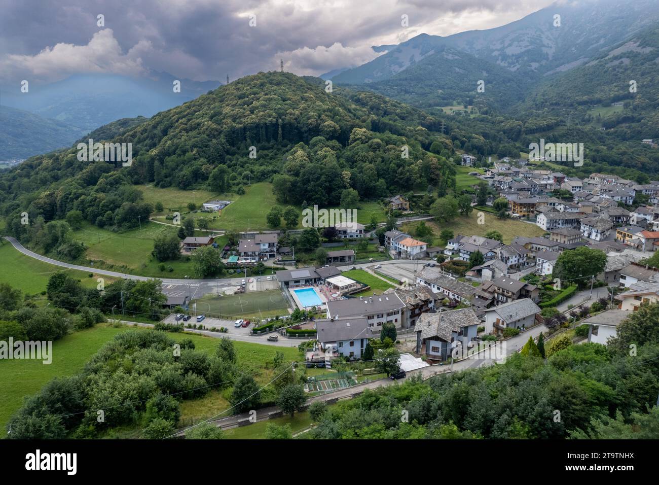 Aerial Scenic view from Val di Chy or Valchiusella, view of the ...