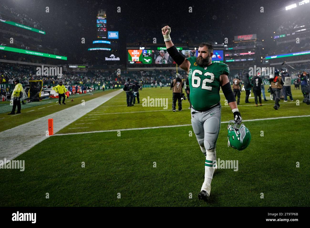 Philadelphia Eagles' Jason Kelce reacts after an NFL football game ...