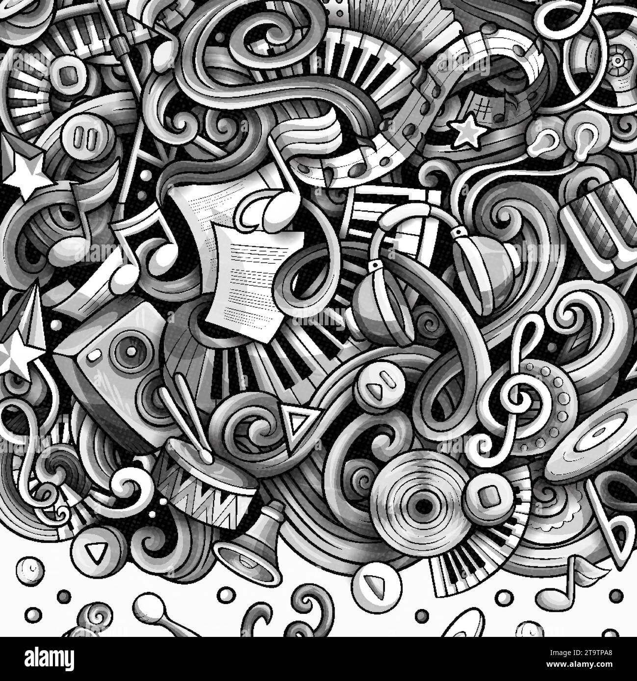Music vector doodles illustration. Musical frame design. Sound elements ...