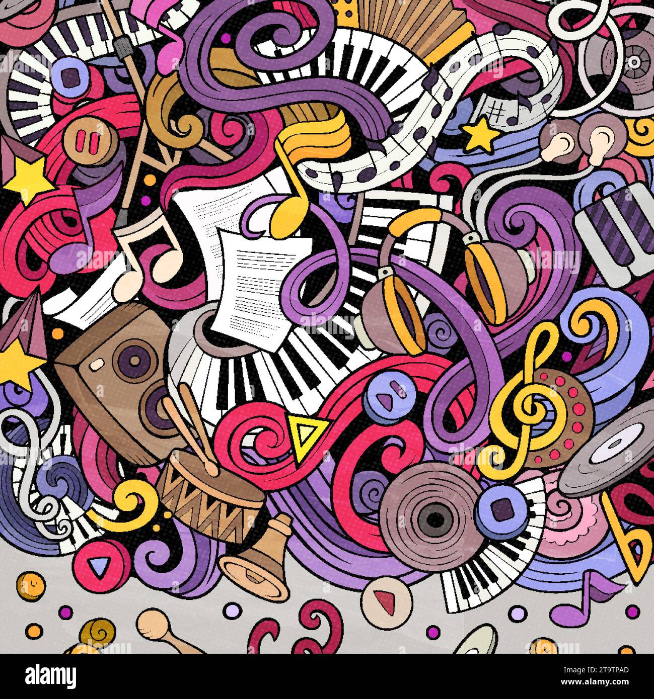 Music vector doodles illustration. Musical frame design. Sound elements ...