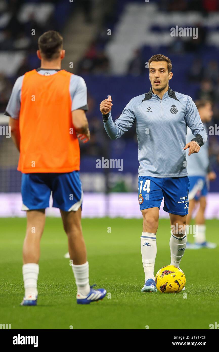 Barcelona, Spain. 26th, November 2023. Brian Olivan (14) of Espanyol is ...