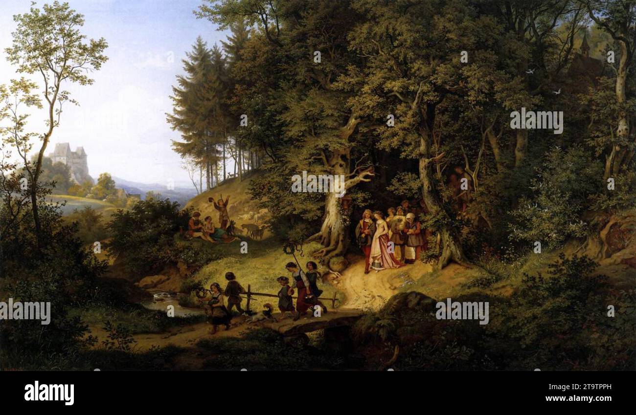 Bridal Procession in a Spring Landscape 1847 by Adrian Ludwig Richter ...