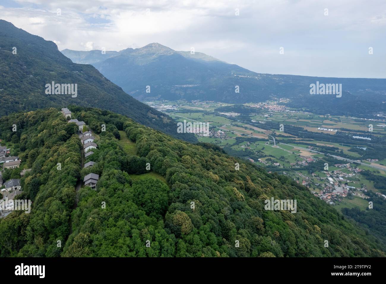 Aerial Scenic view from Val di Chy or Valchiusella, view of the ...