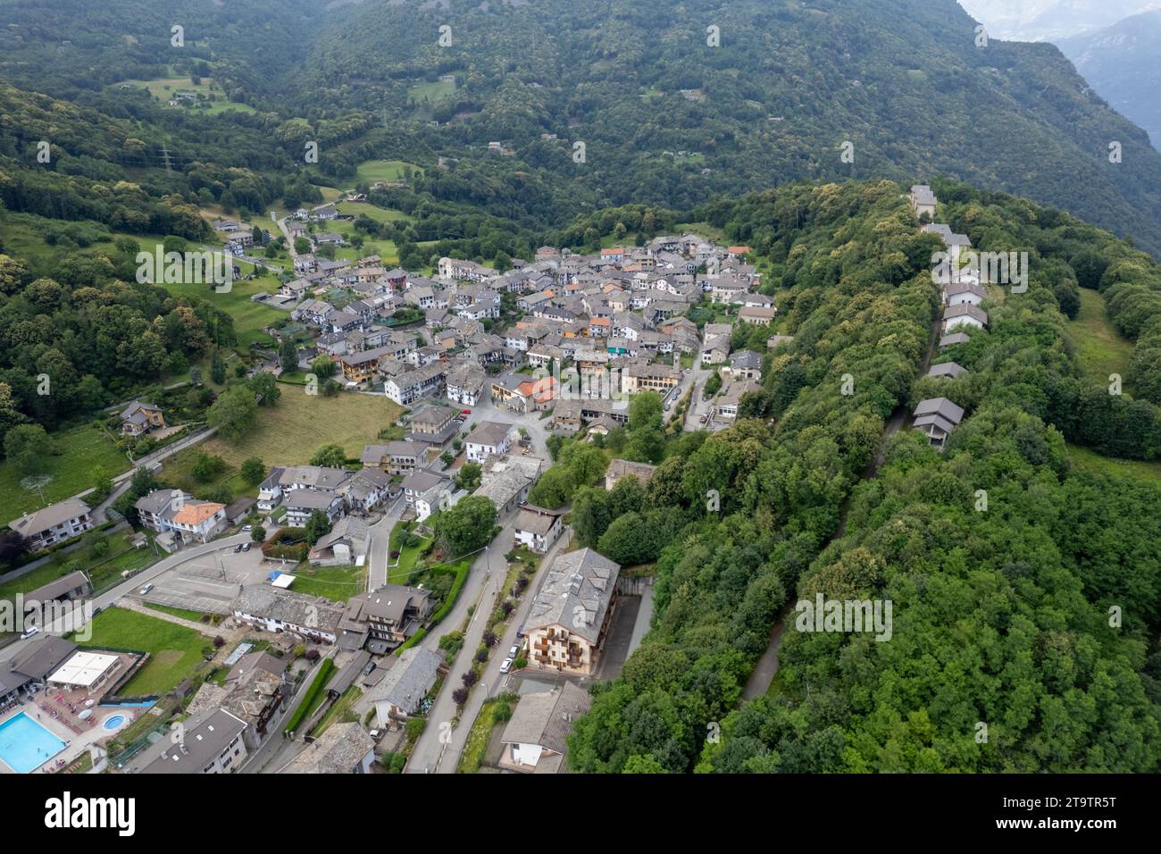 Aerial Scenic view from Val di Chy or Valchiusella, view of the ...
