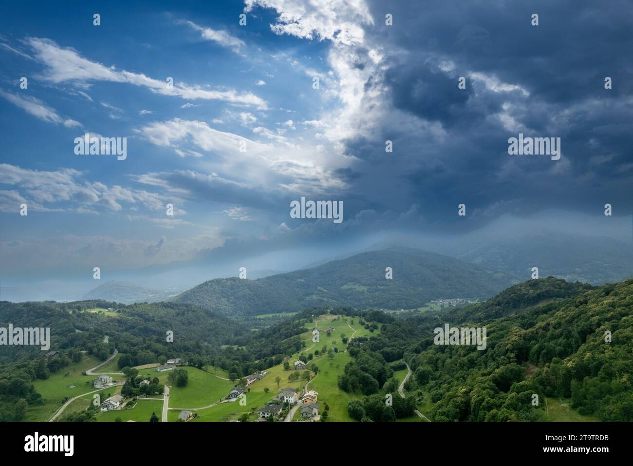 Aerial Scenic view from Val di Chy or Valchiusella, view of the ...