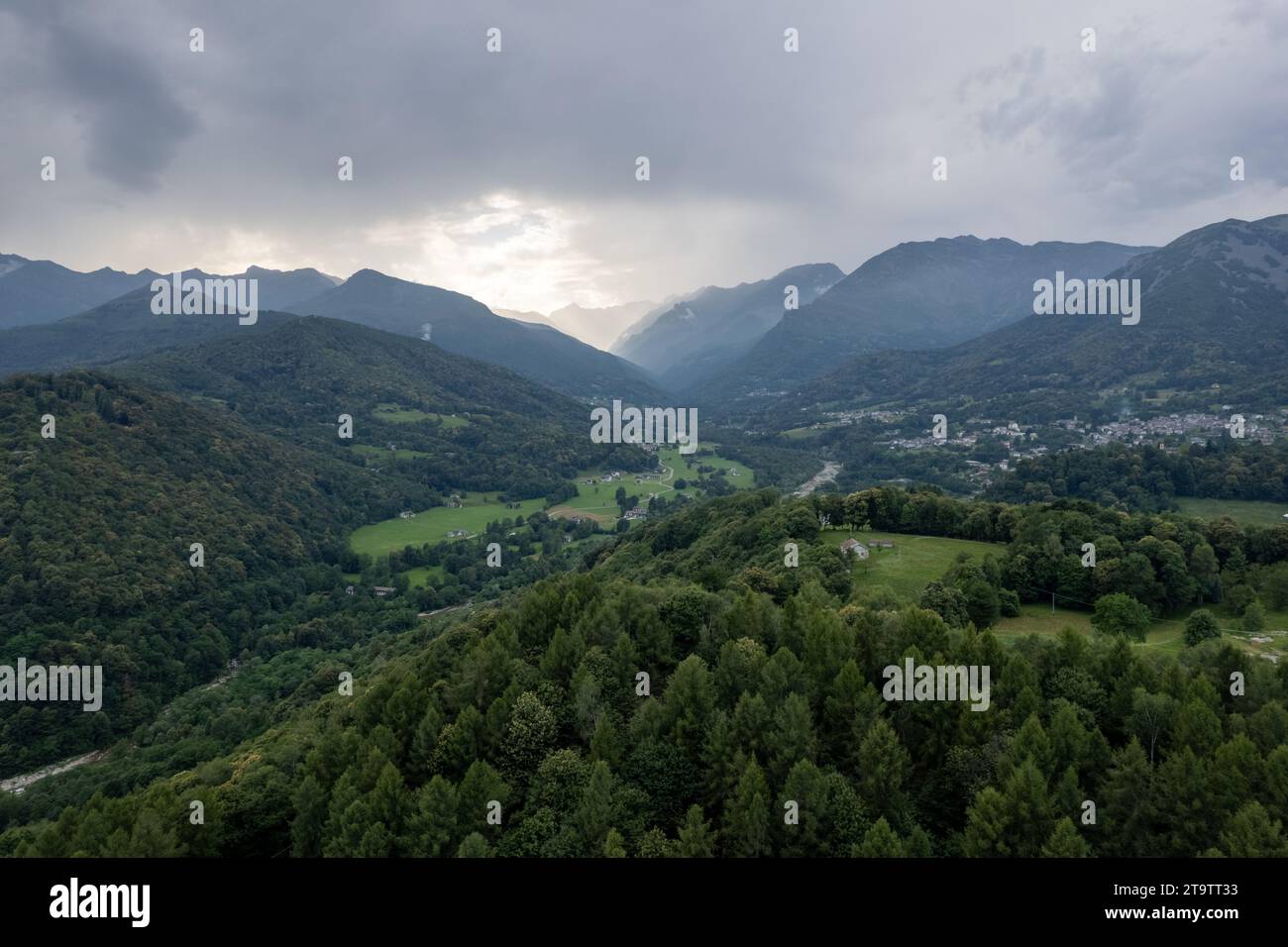 Aerial Scenic view from Val di Chy or Valchiusella, view of the ...