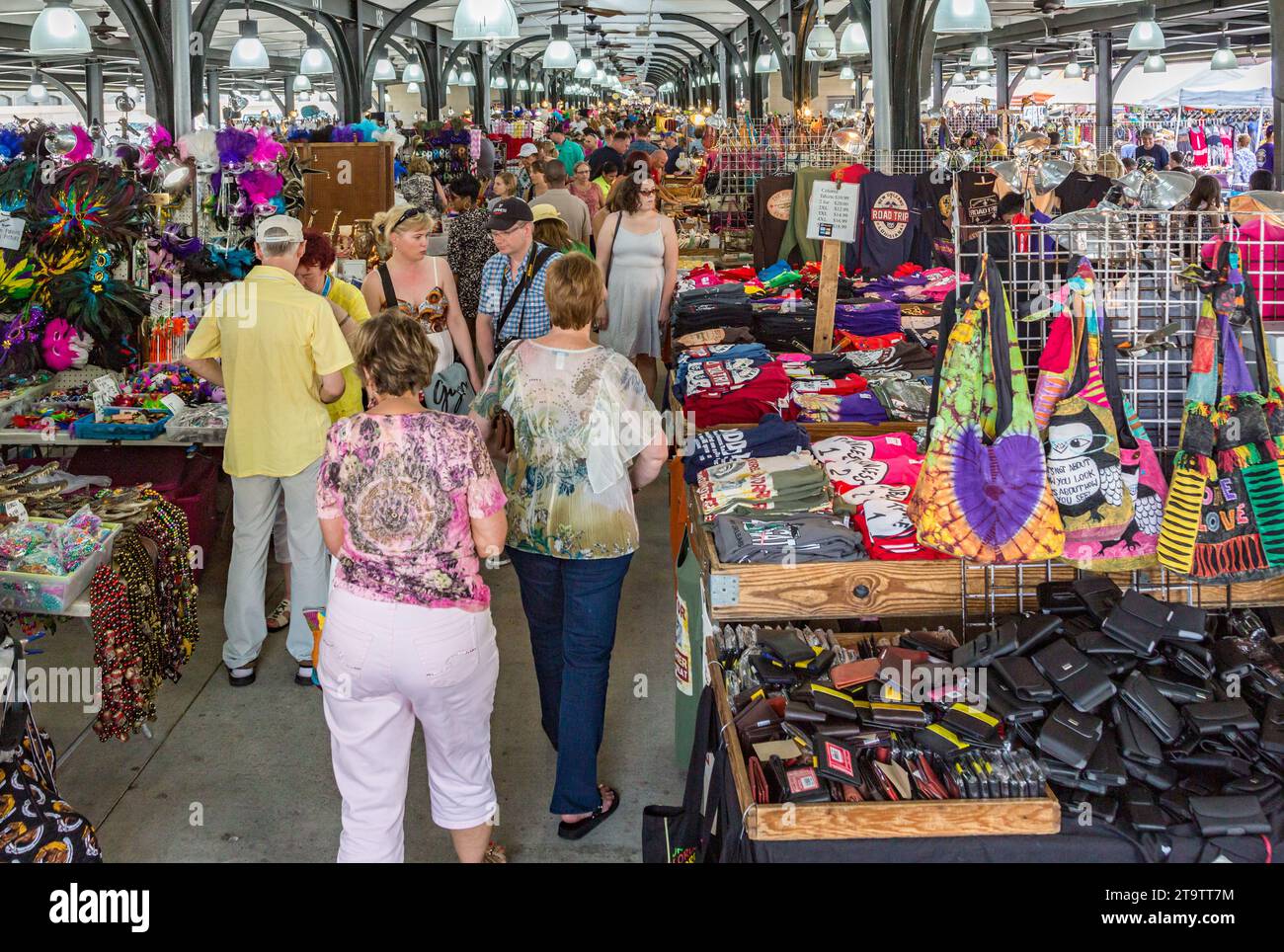 Locals and tourists shopping at the French Market in the historic French Quarter of New Orleans ...
