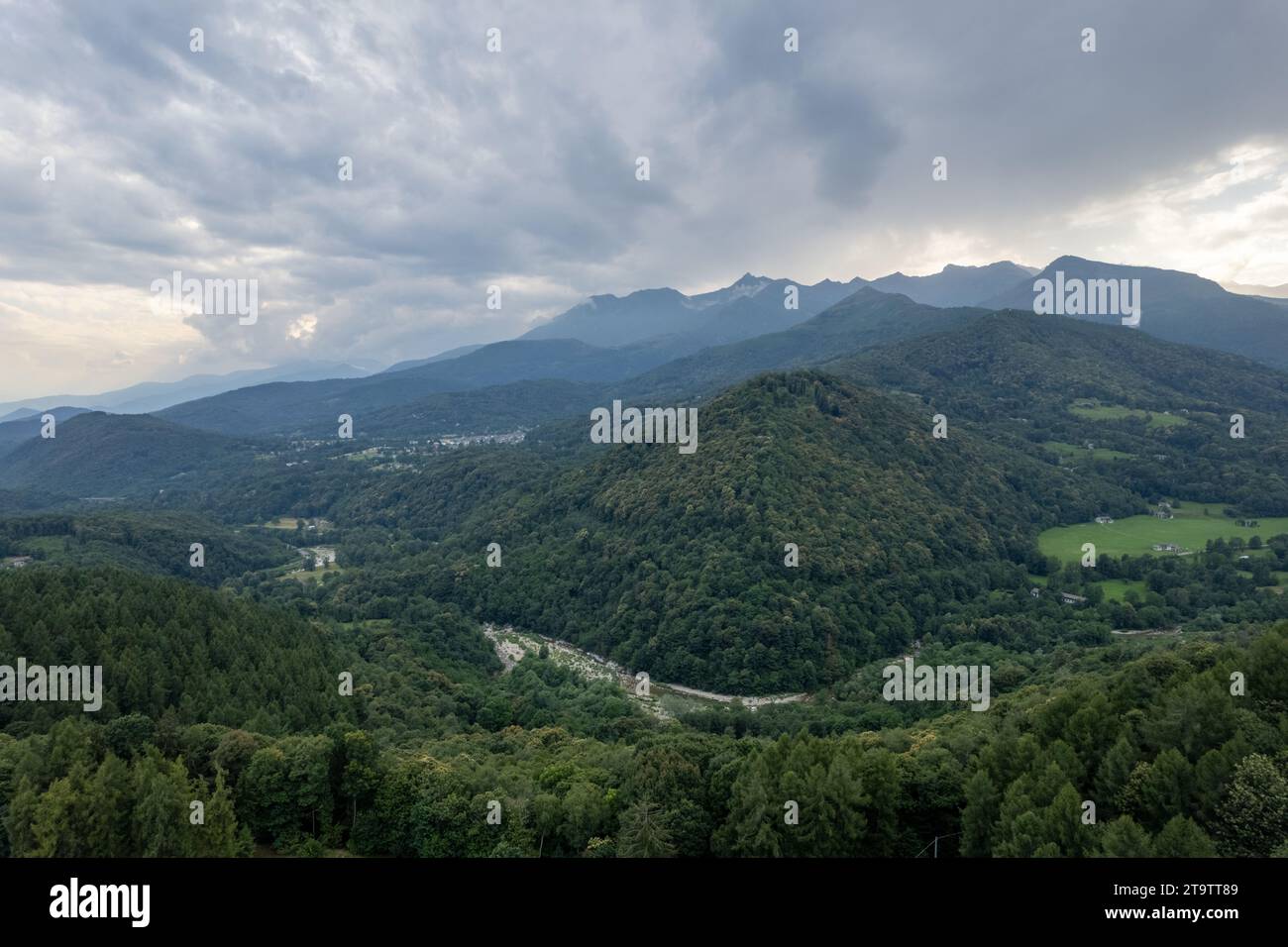 Aerial Scenic view from Val di Chy or Valchiusella, view of the ...