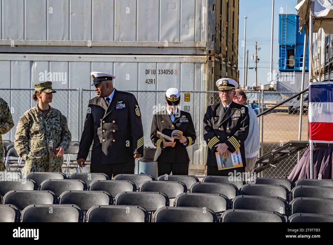 Naval officers prepare for the commissioning ceremony of the USS ...