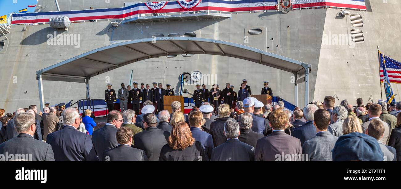 Naval officers and state dignitaries at the commissioning ceremony of ...