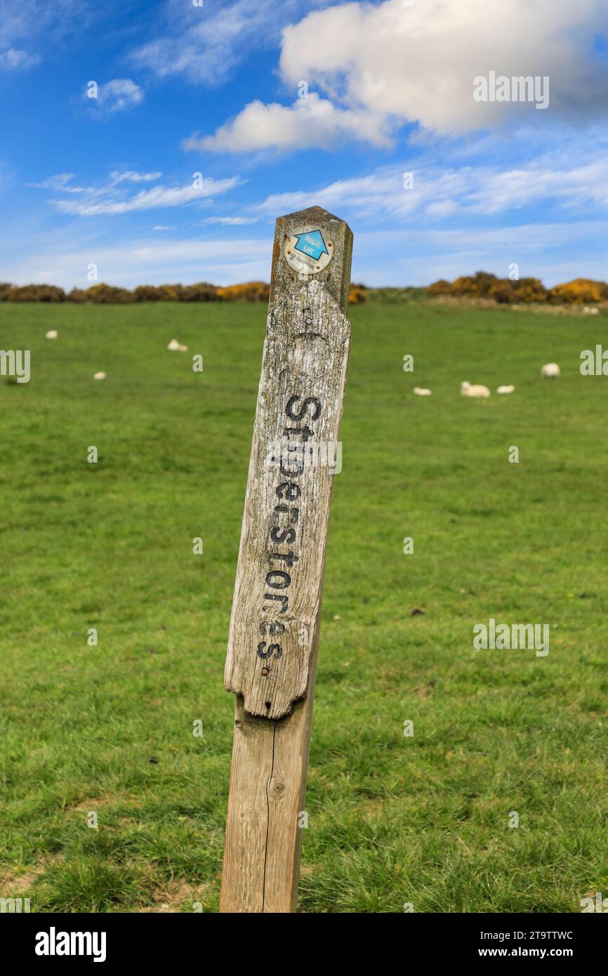 A sign or waymarker at Stiperstones hills, Shropshire, England, UK ...