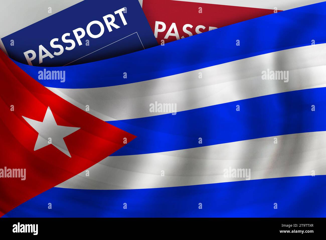 Cuban flag background and passport of Cuba. Citizenship, official legal ...