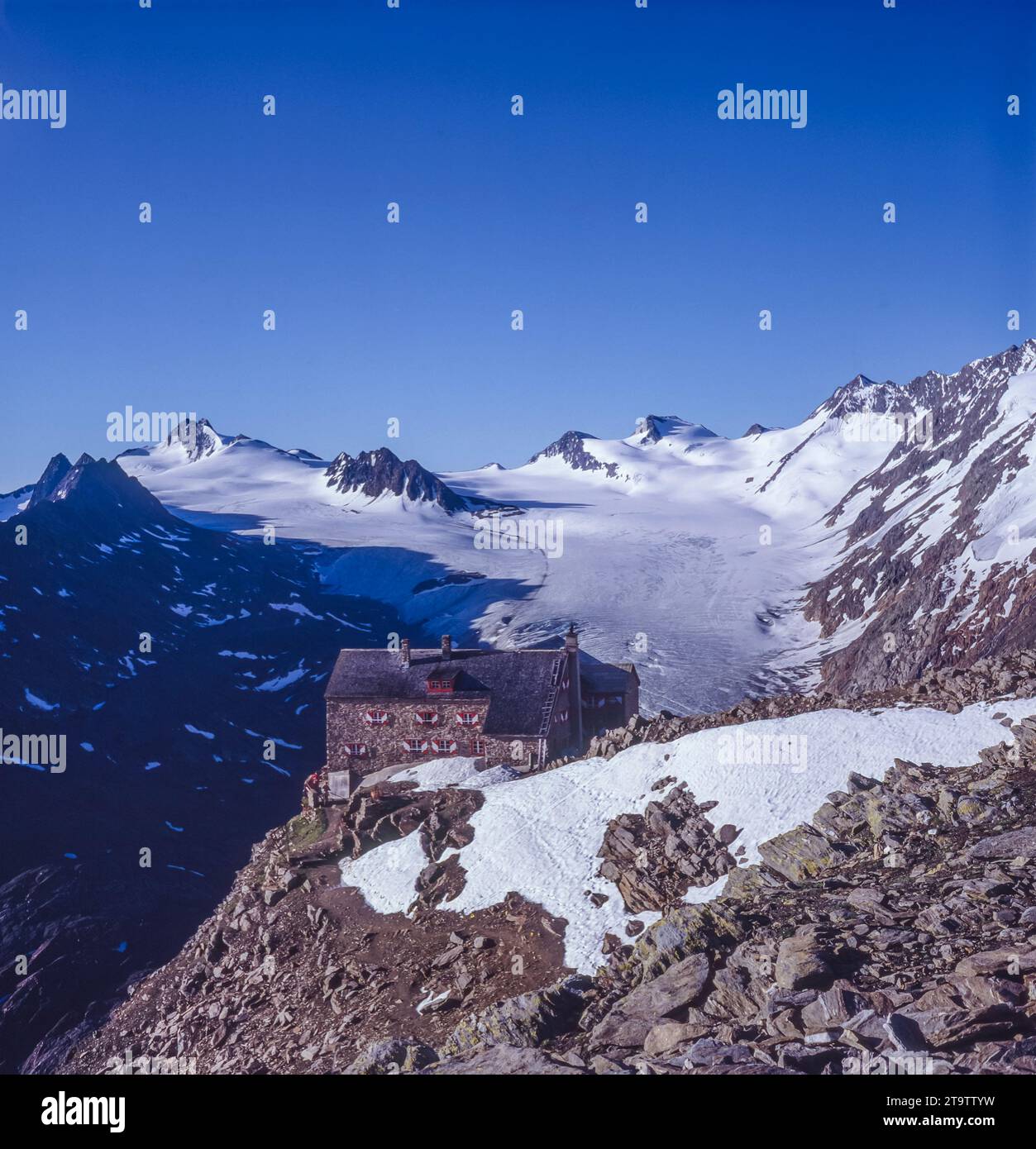 The image is of Ramol Haus mountain refuge owned by the German Alpine ...