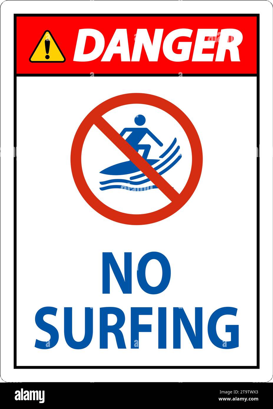 Danger Beach Safety Sign No Surfing Stock Vector Image & Art - Alamy