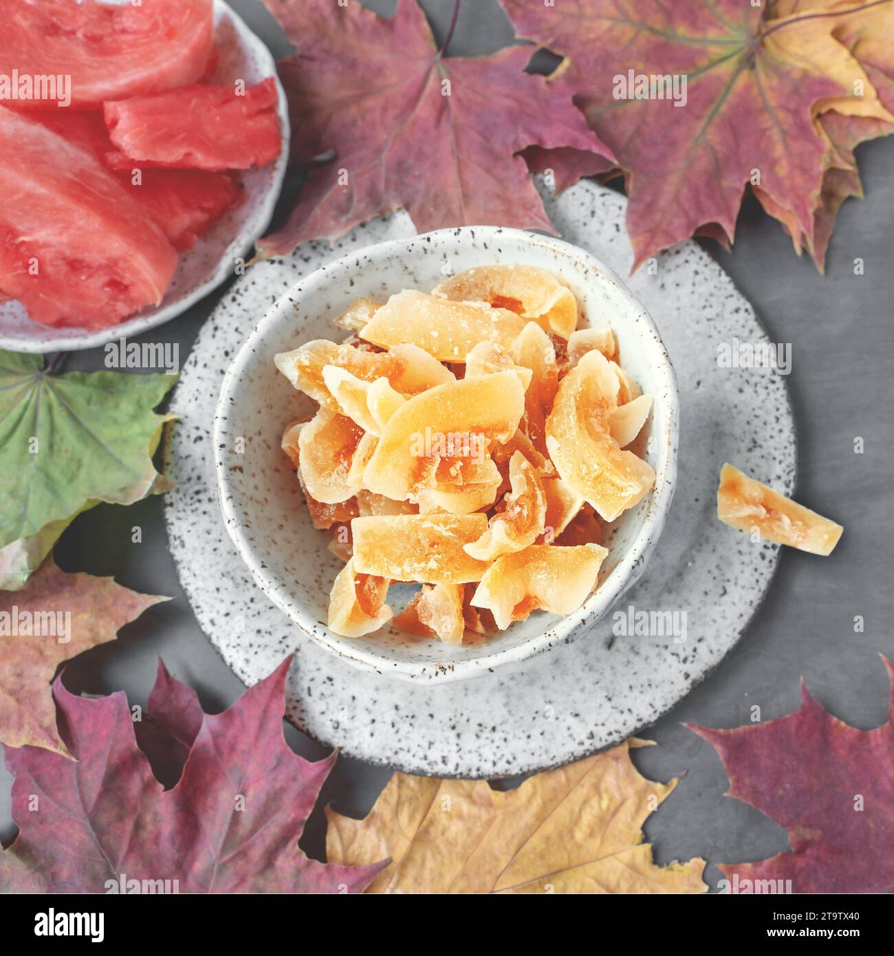 Homemade watermelon rind candy. Dessert from watermelon rinds in ...